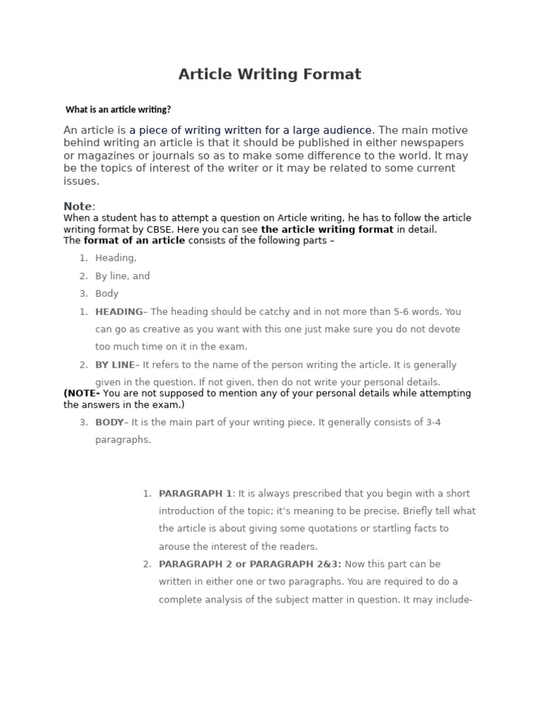 Article Writing Format Guide | PDF