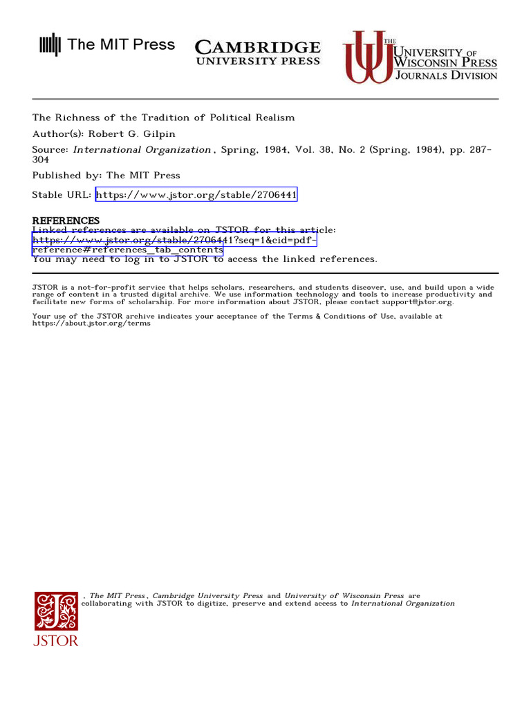 Gilpin RichnessTraditionPolitical 1984 | PDF | Hegemony | Philosophical ...