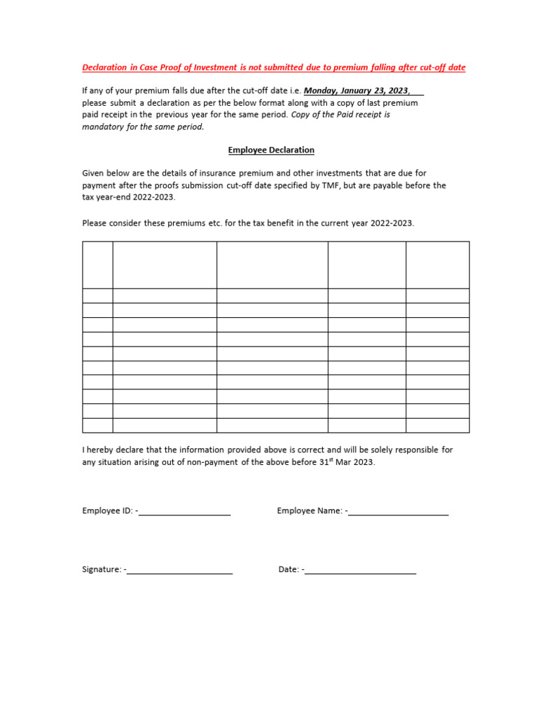 Declaration Proofs Falling After Cut Off Date | PDF