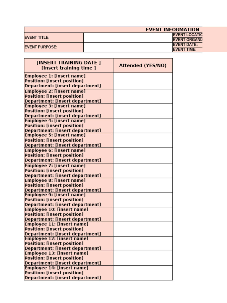 Event Attendance Tracking Template | PDF
