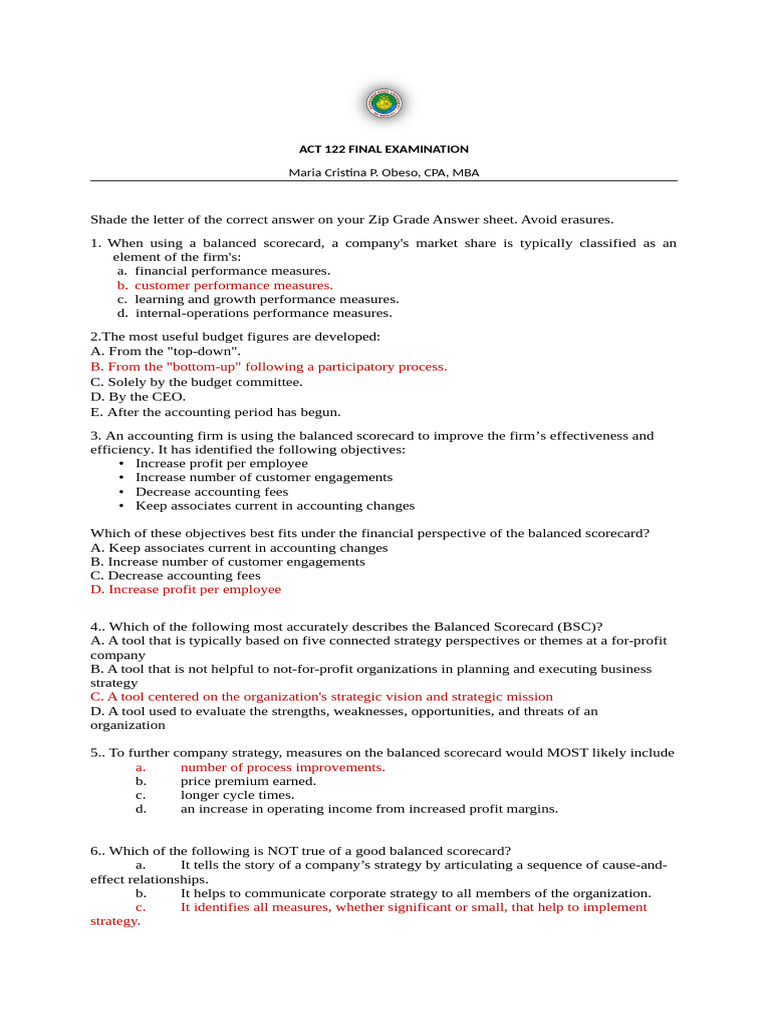 Act 122 Final Exam 2025 | PDF | Bonds (Finance) | Dividend