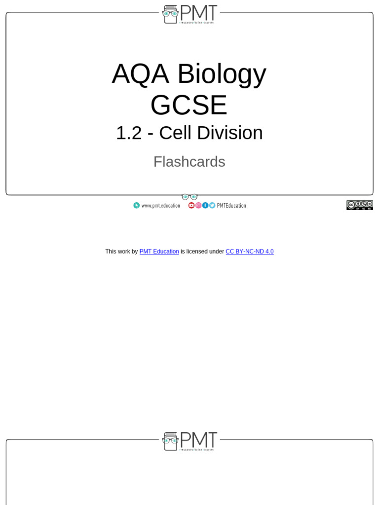 Flashcards - 1.2 Cell Division - AQA Biology GCSE | PDF | Stem Cell ...