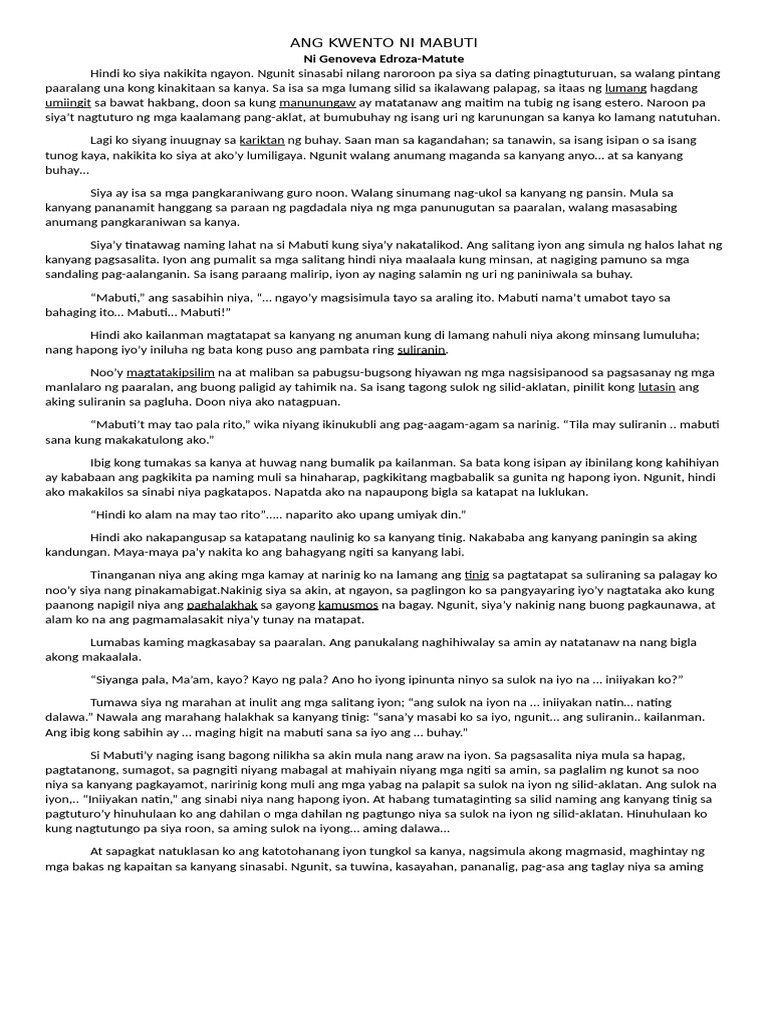 Kwento Ni Mabuti | PDF