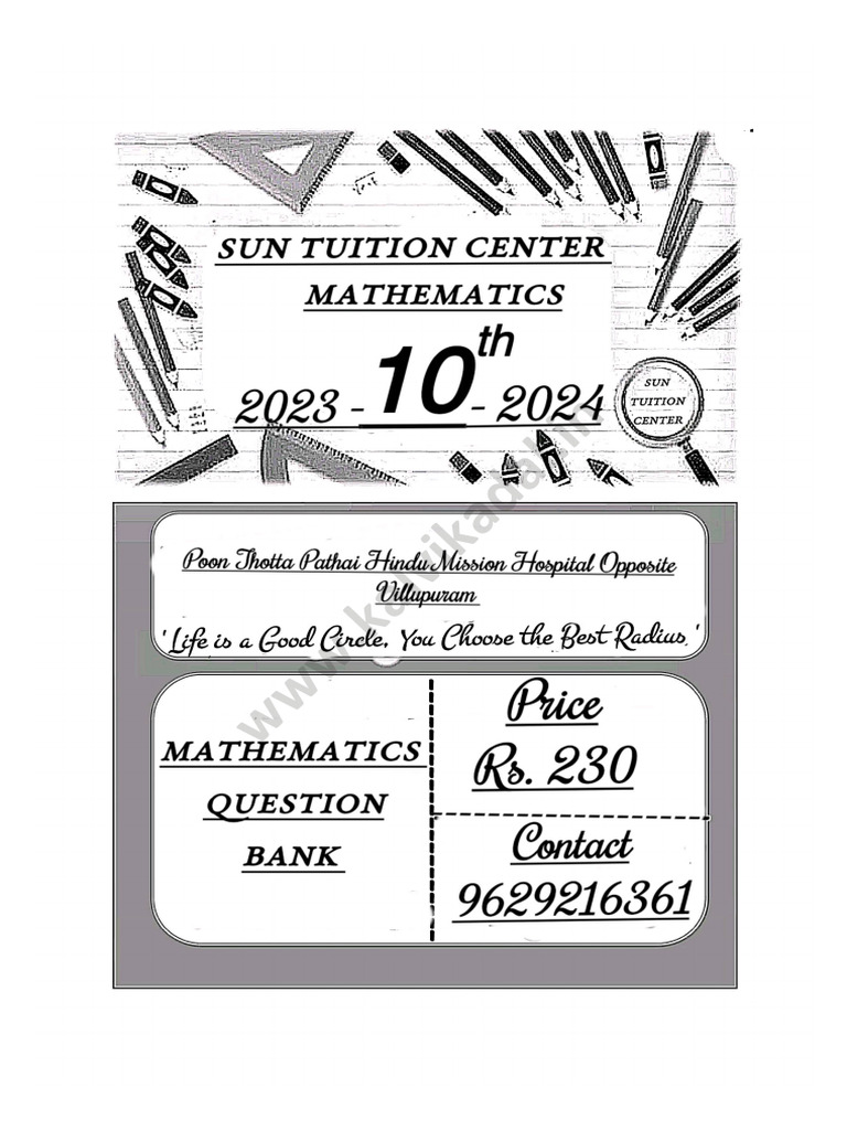 10th Grade Maths Question Bank 2024 | PDF | Function (Mathematics ...