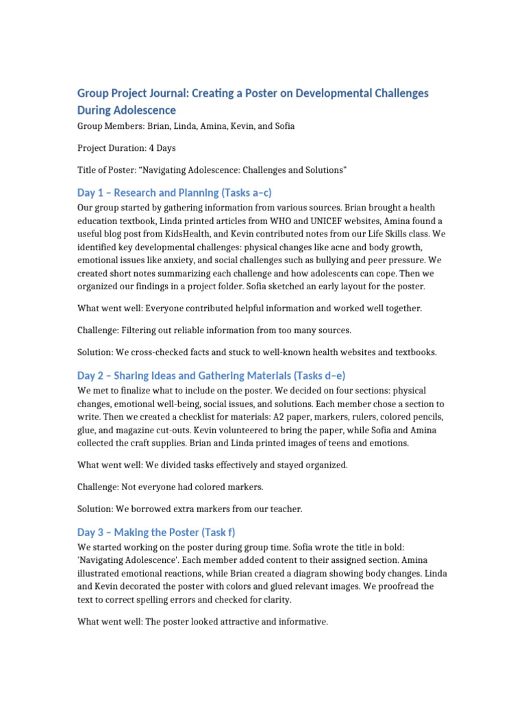 Adolescent Development Challenges Poster Project | PDF | Adolescence ...