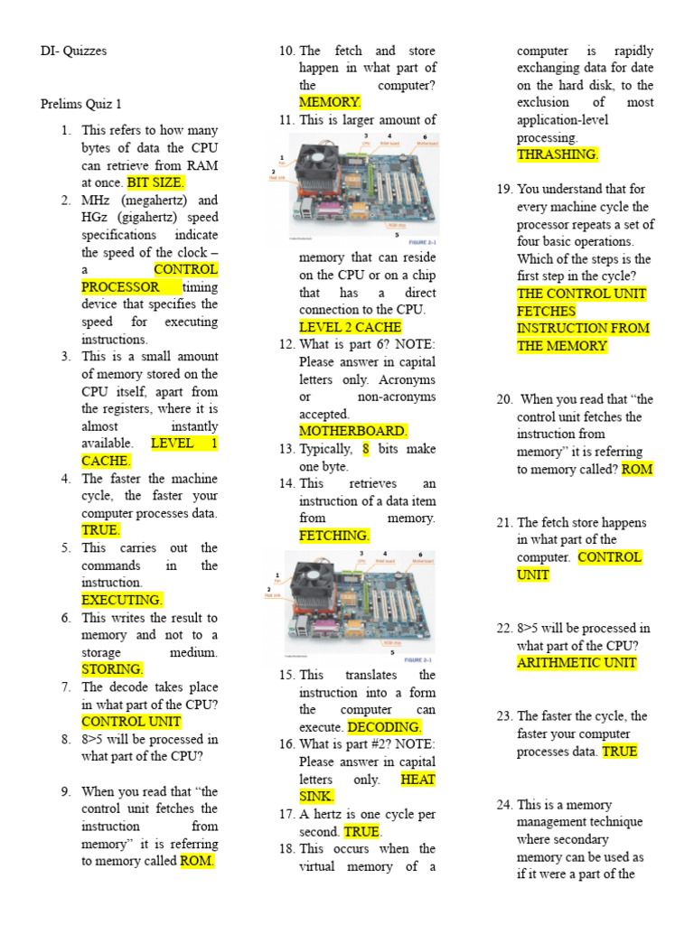 Dental Informatics Quizzes - Docx Merged Merged | PDF | Computer Network | Central Processing Unit