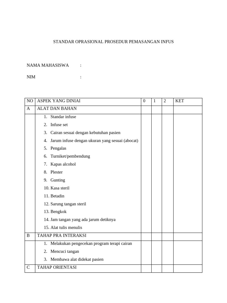 Prosedur Pemasangan Infus yang Benar | PDF