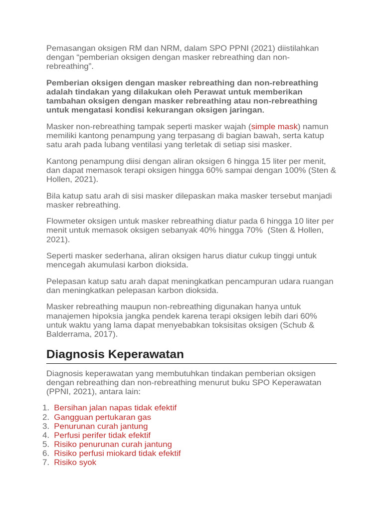 Pemasangan Oksigen RM Dan NRM | PDF