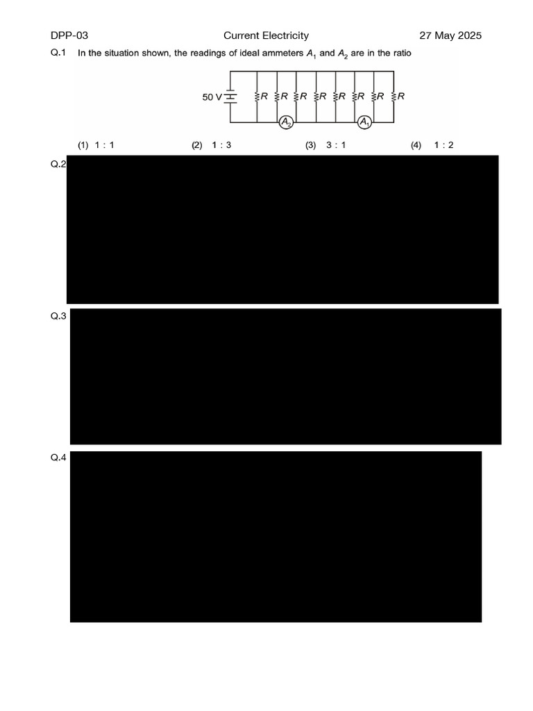 Current Electricity DPP-03 Answers | PDF