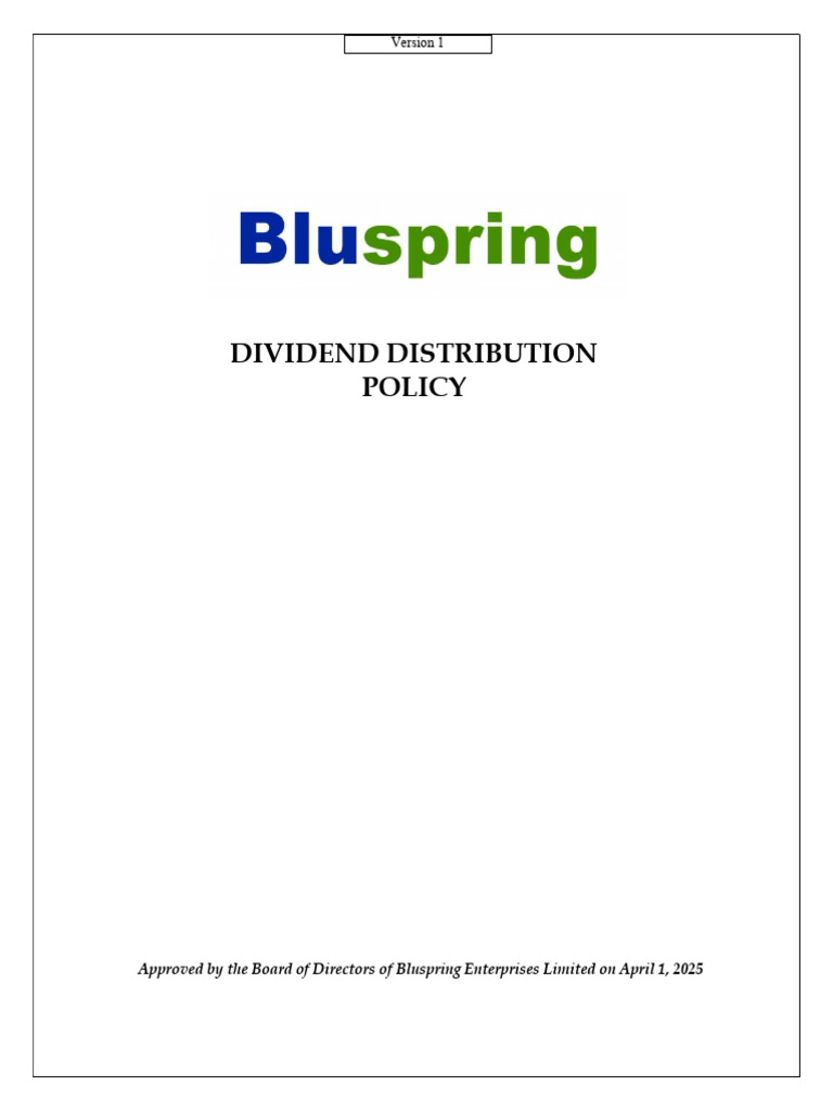 7. Dividend Distribution Policy | PDF | Dividend | Board Of Directors