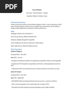 BTech Student Resume Template | PDF