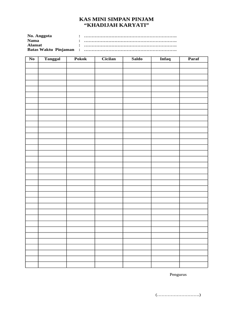 Kas Mini Simpan Pinjam | PDF