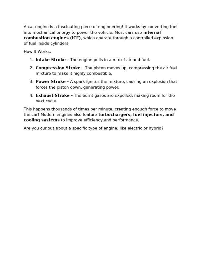 A Car Engine Is A Fascinating Piece of Engineering | PDF