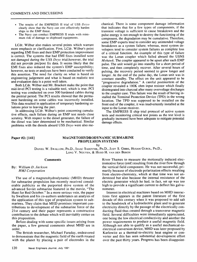 Magnetohydrodynamic Submarine Propulsion Systems | PDF ...
