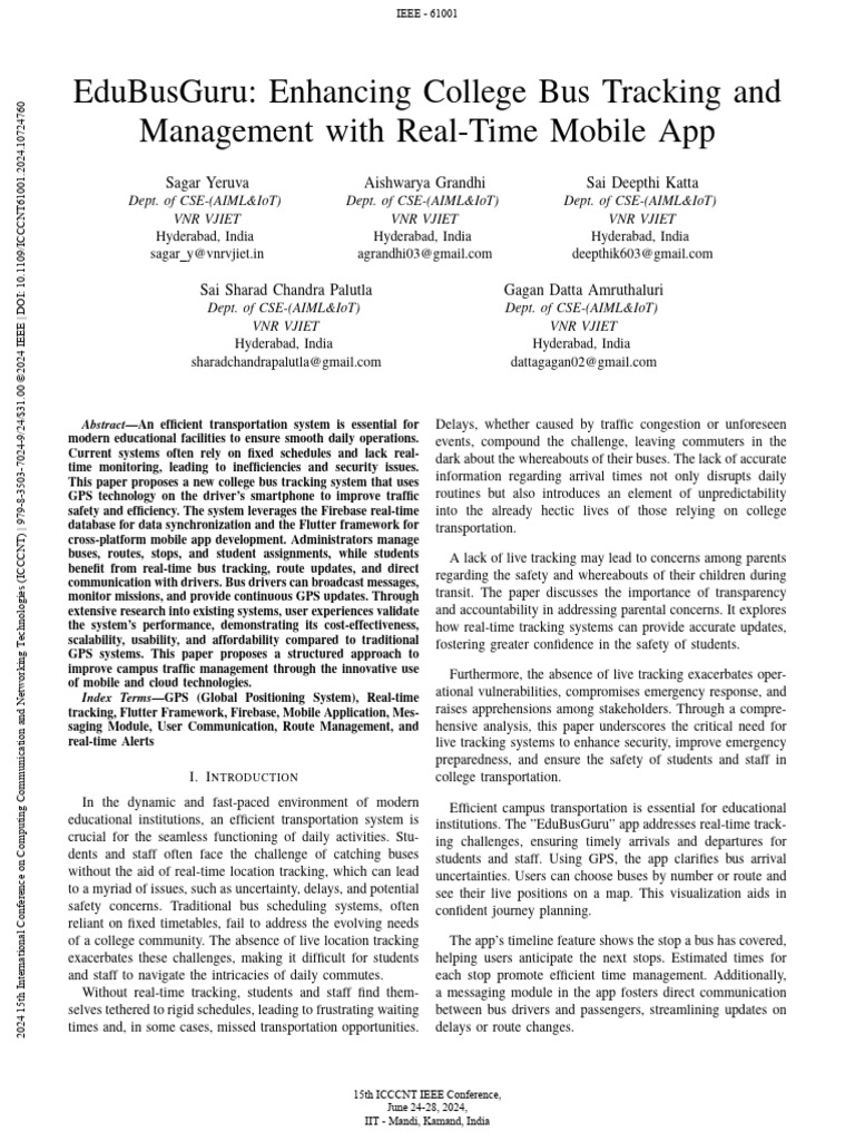 EduBusGuru Enhancing College Bus Tracking and Management With Real-Time Mobile App | PDF ...