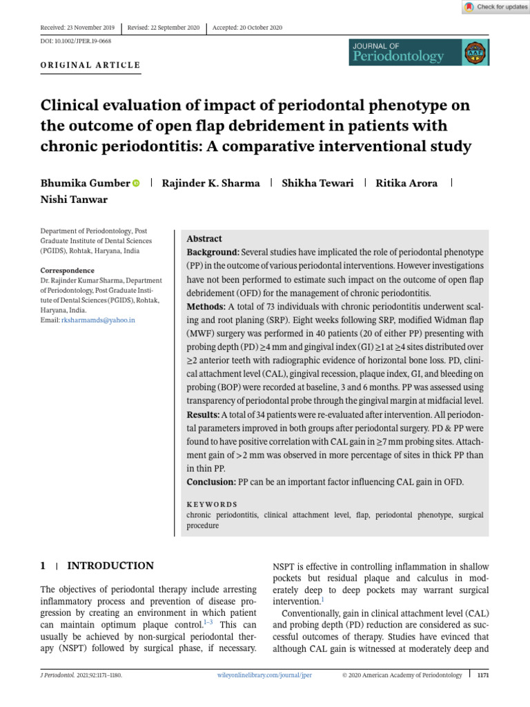 Journal of Periodontology - 2020 - Gumber - Clinical Evaluation of ...