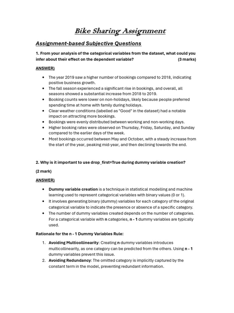 Linear Regression Subjective Questions | PDF | Errors And Residuals | Regression Analysis