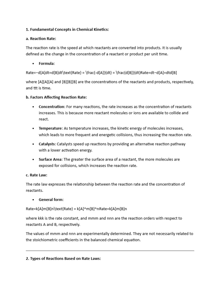 Chemical Reaction Kinetics | PDF | Reaction Rate | Catalysis
