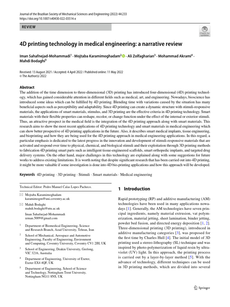 s40430-022-03514-x | PDF | 3 D Printing | Tissue Engineering