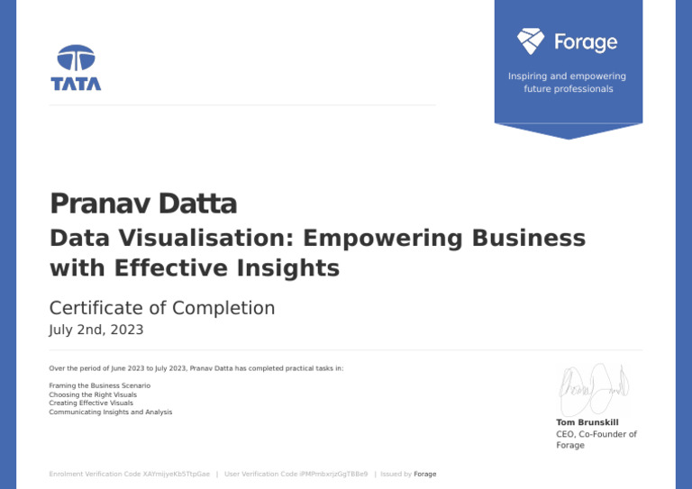 TCS Virtual Internship Completion Certificate | PDF