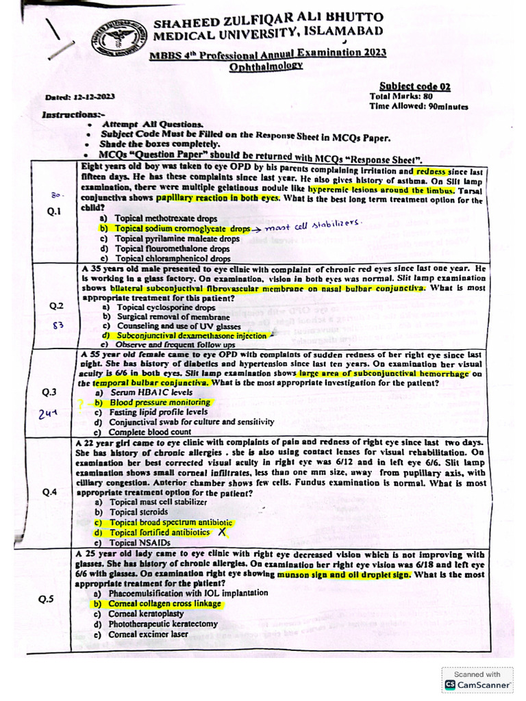 Eye Proff Corrected Key 2023 | PDF
