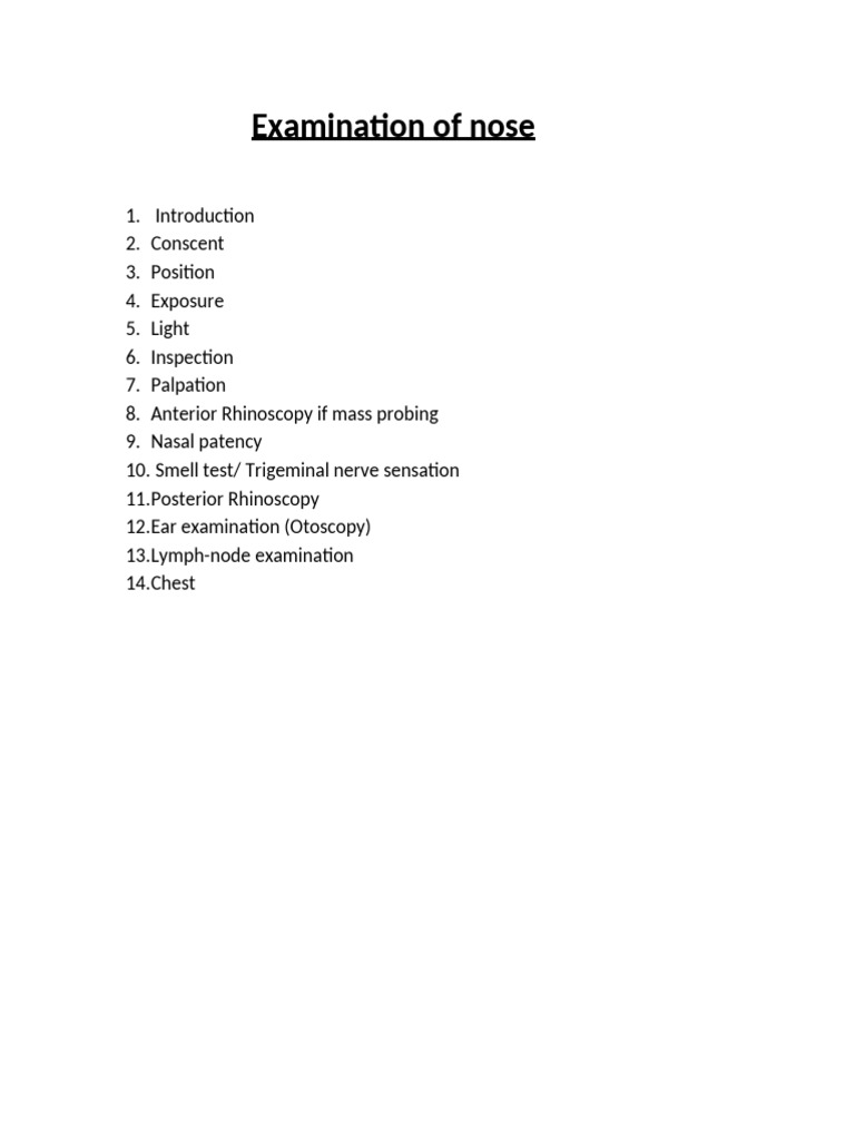 Examination of Nose | PDF