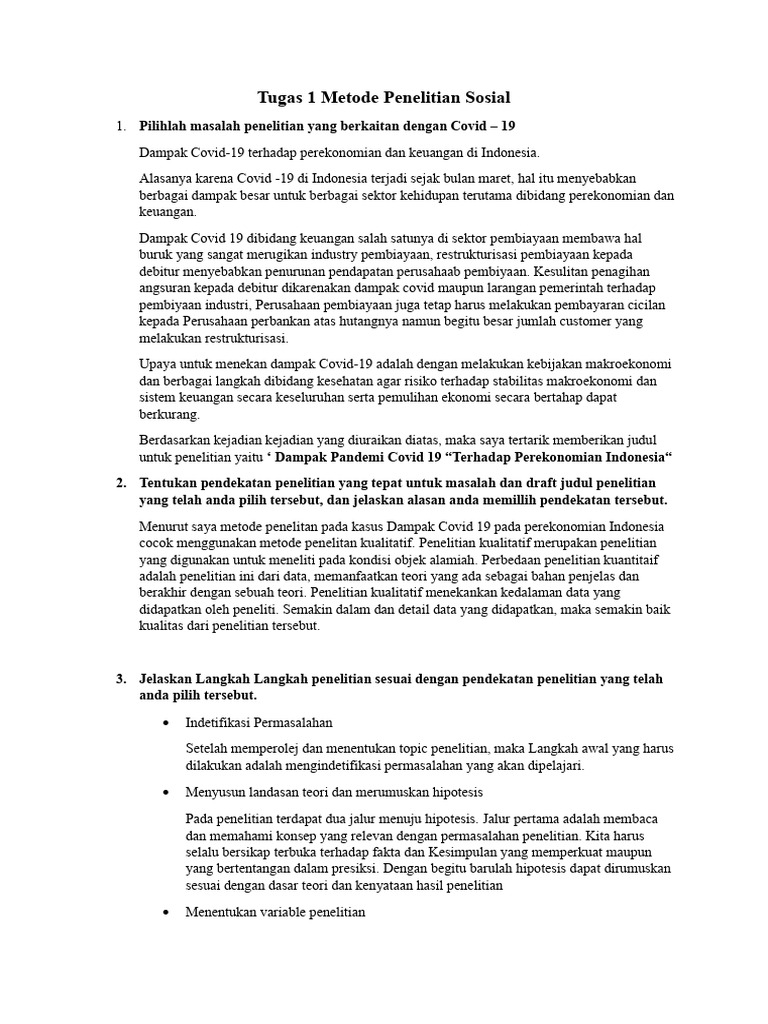 Tugas 1 Metode Penelitian Sosial | PDF