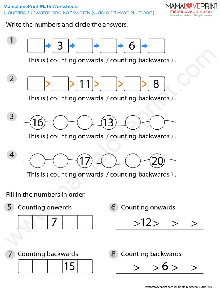 Counting Onwards Backwards Book | PDF