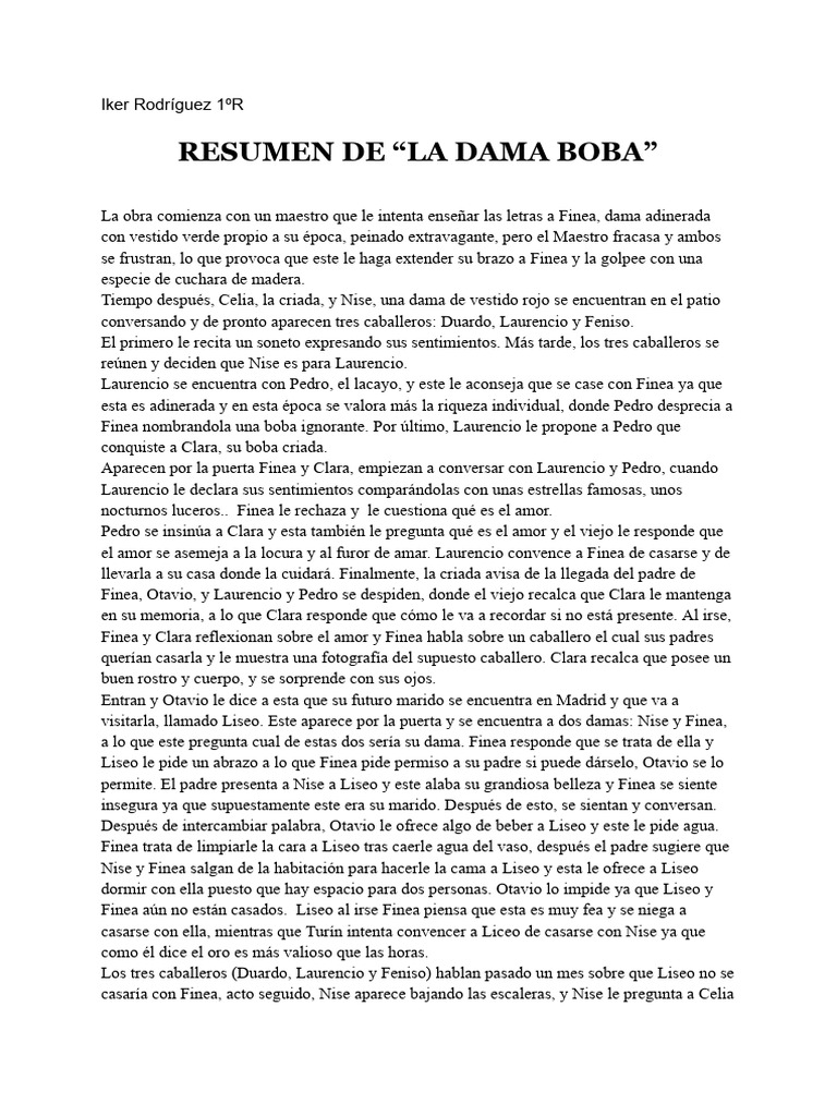 Resumen de "La Dama Boba" | PDF | Mujer | Amor