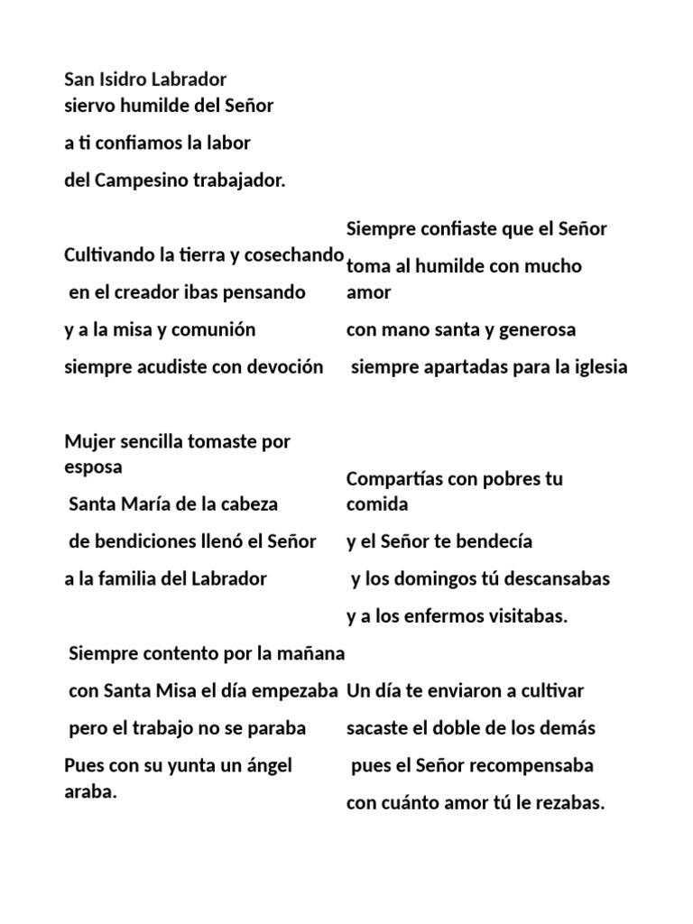 Cantos a San Isidro Labrador | PDF