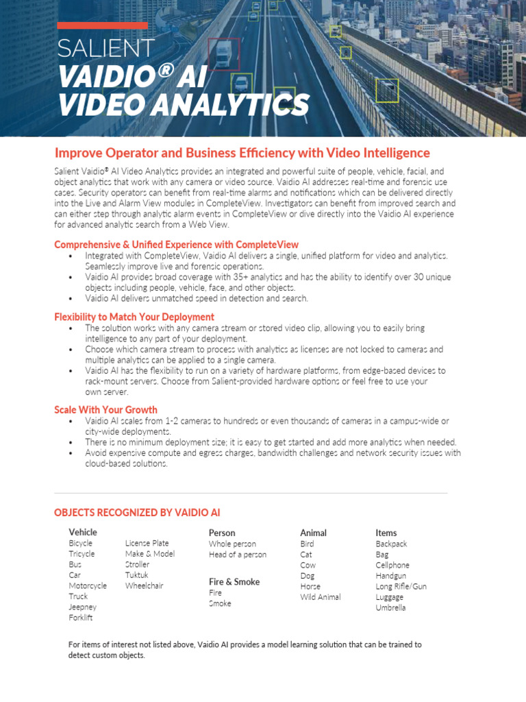 Salient Vaidio AI Video Analytics Brochure Aug23 Web | PDF | Artificial Intelligence ...