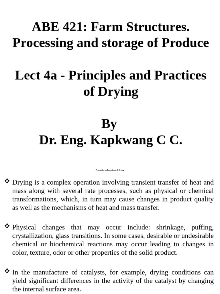 Lect 4a - Principles of Drying | PDF | Adsorption | Humidity