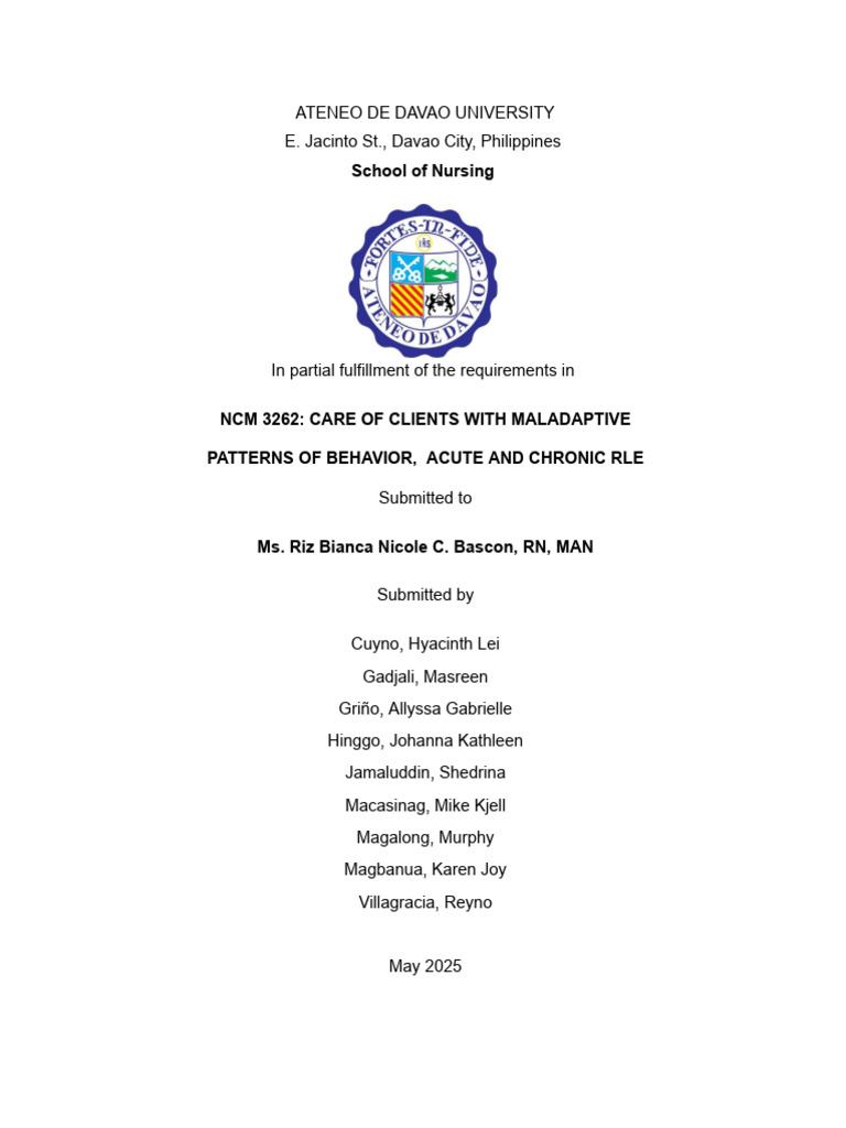 BSN 3c - g2 - Psychia Case Presentation | PDF | Mental Disorder | Attachment Theory