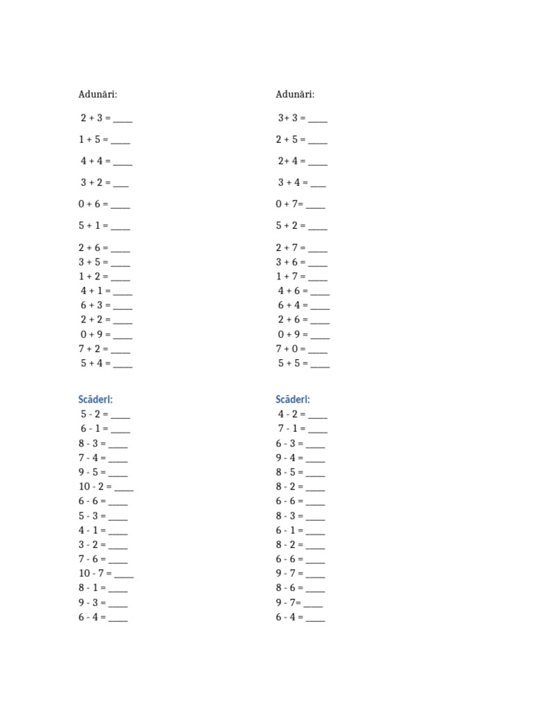 Fisa Adunari Scaderi Pana La 10 | PDF