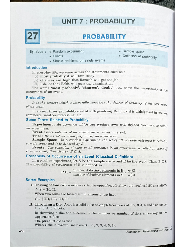 10th STD Ch -27 Probability | PDF