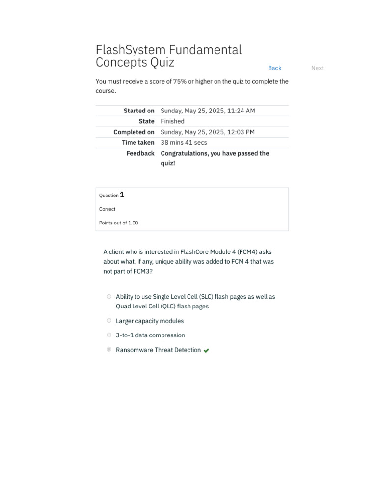 FlashSystem Fundamental Concepts Quiz - Attempt Review | PDF | Computer Data Storage | Computer ...