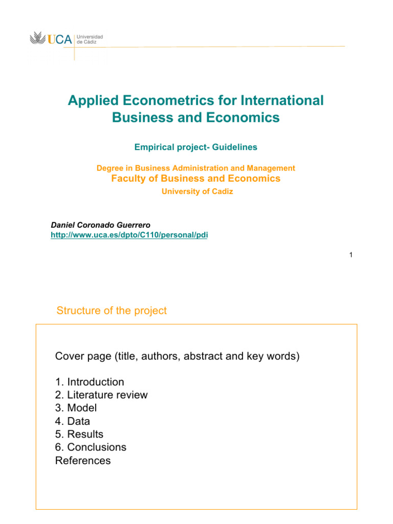 Econometric Project 2025 Part 2 Guidelines | PDF