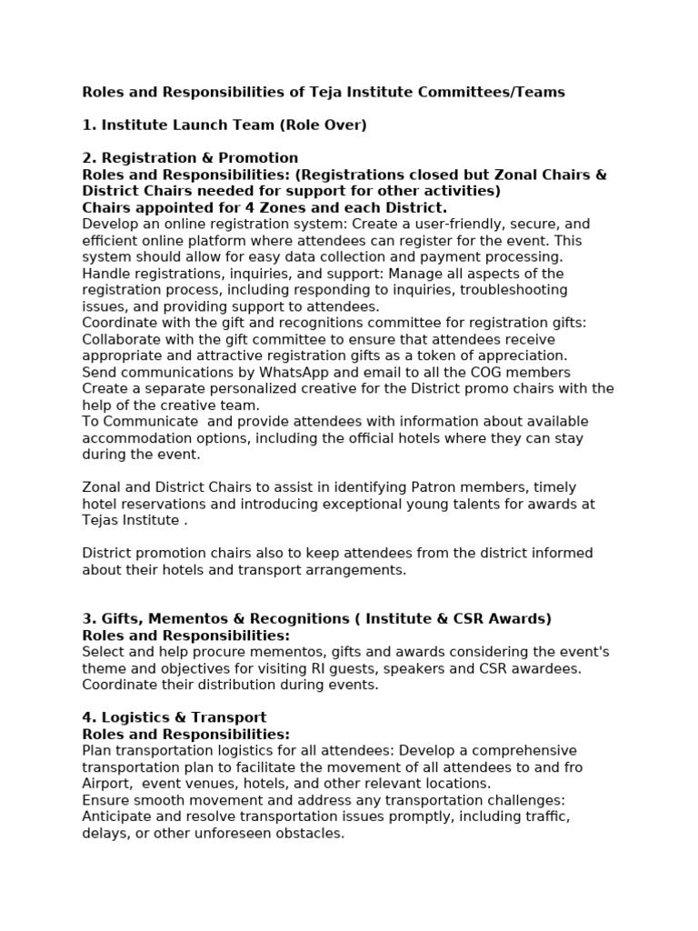 Roles and Responsibilites of Committees_Ver 3 @ Tejas Rotary Institute ...