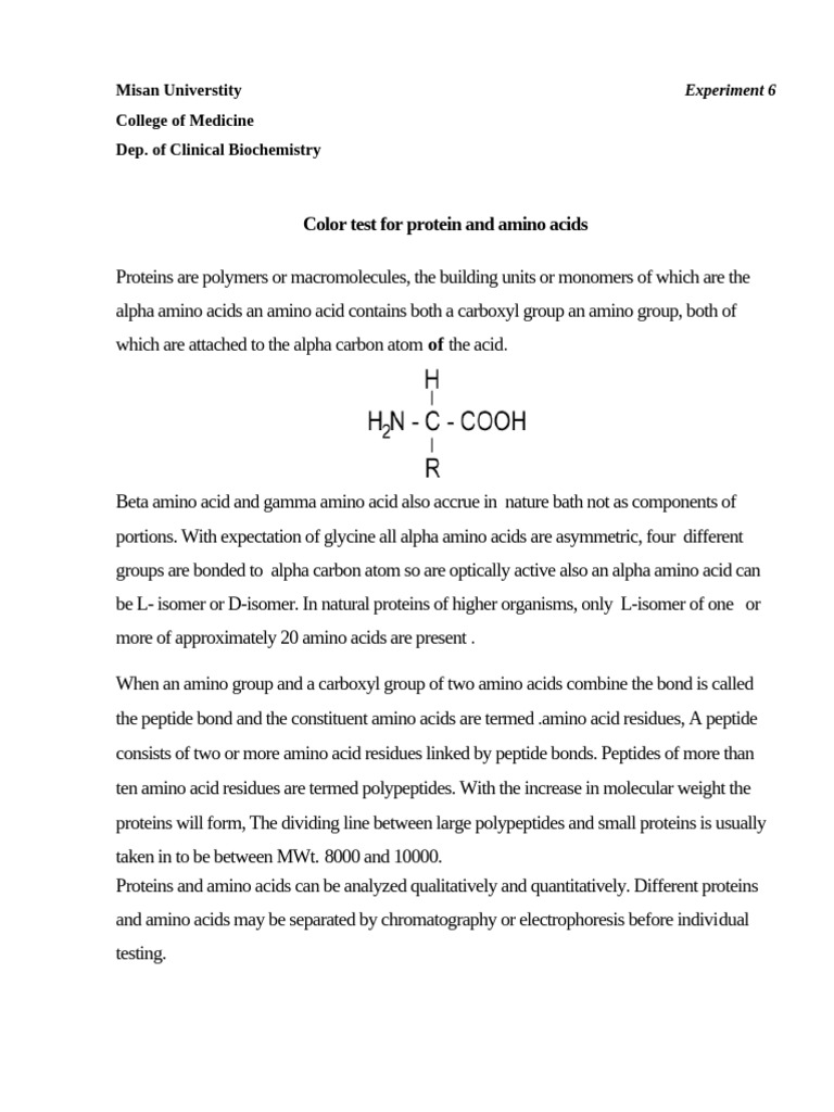 Amino Acid and Pro Lab. | PDF | Amino Acid | Acid