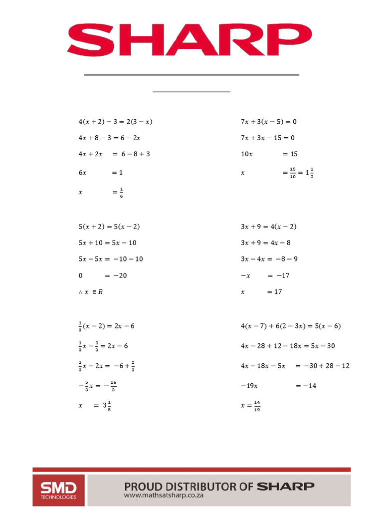 Worksheet 17 Memorandum Algebraic Equations Grade 9 Maths Term 3 | PDF ...
