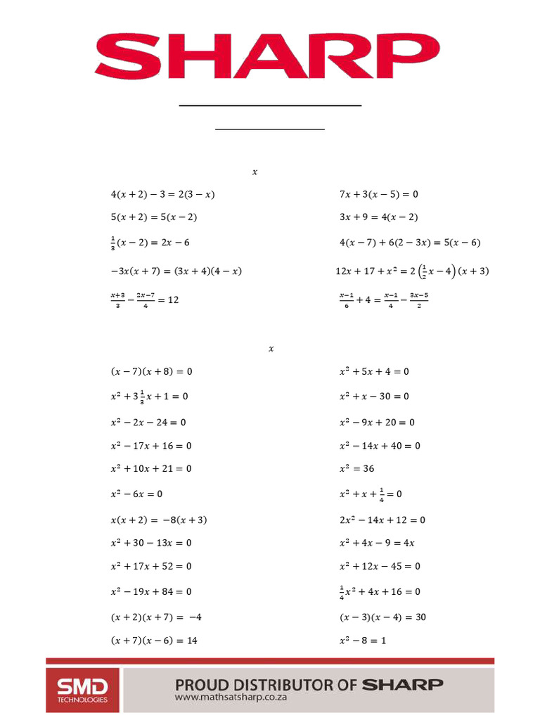 Worksheet 17 Algebraic Equations Term 3 Grade 9 Maths | PDF | Equations ...