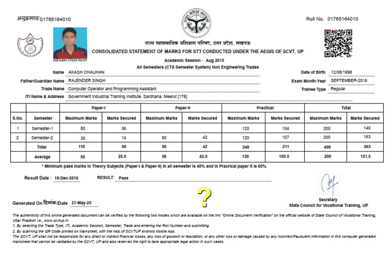 Consolidated Mark SheetDigitalsigned | PDF