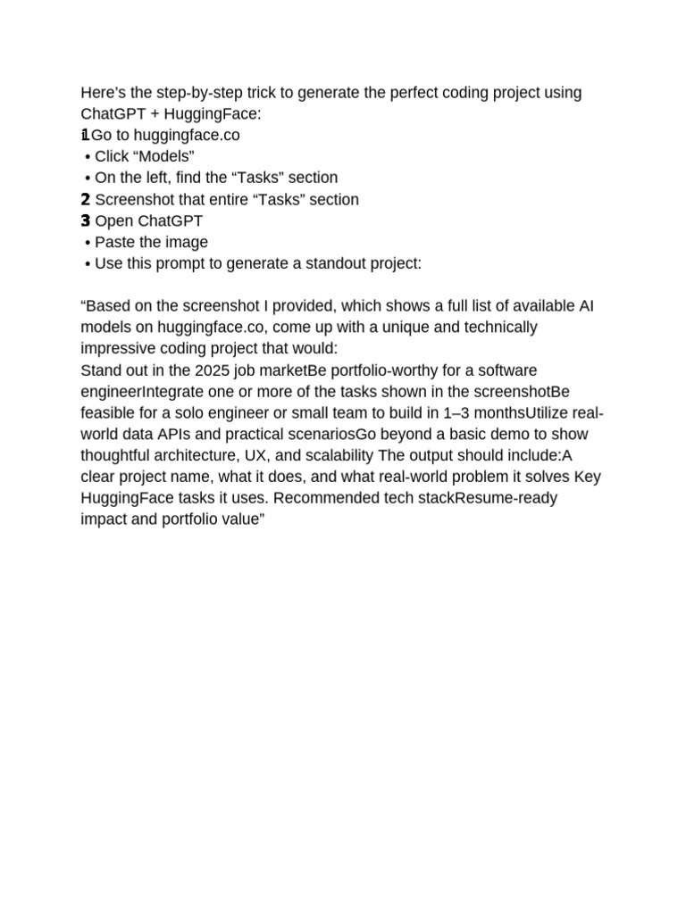 Generate The Perfect Coding Project Using ChatGPT + HuggingFace | PDF