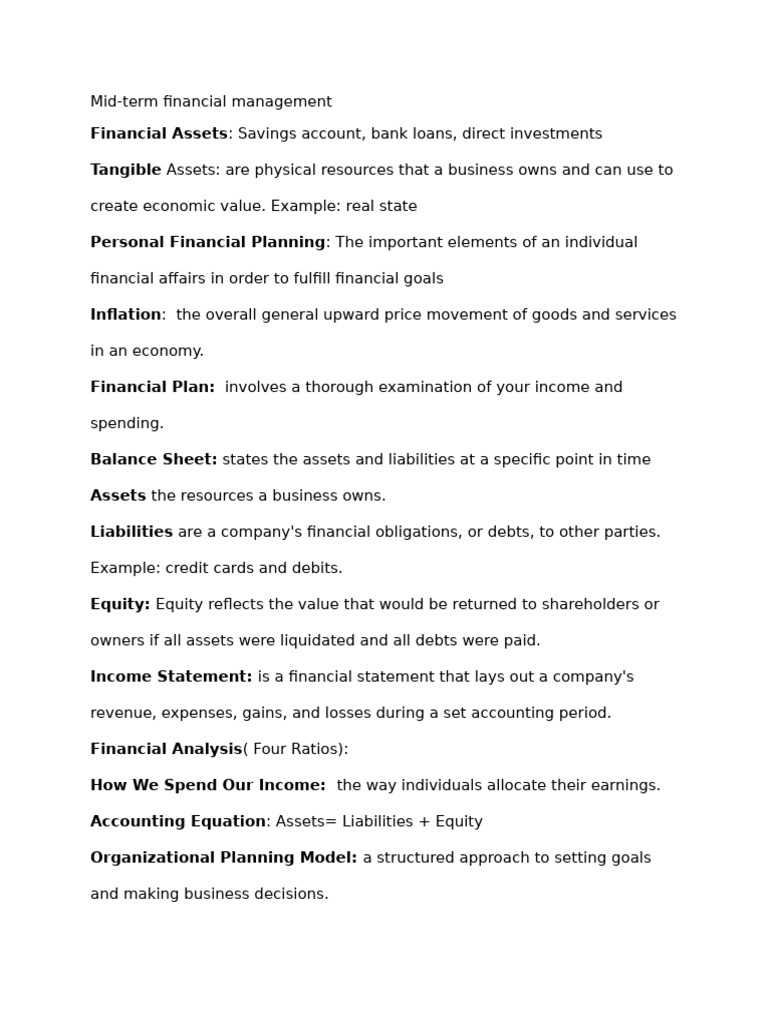 Mid-Term Financial Management | PDF | Equity (Finance) | Debits And Credits