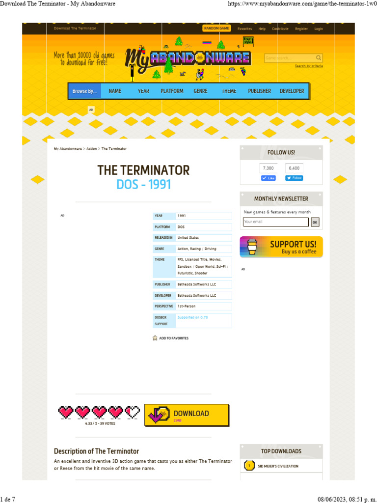 Abandonware The Terminator (1991) | PDF | Computer Keyboard | Manual ...