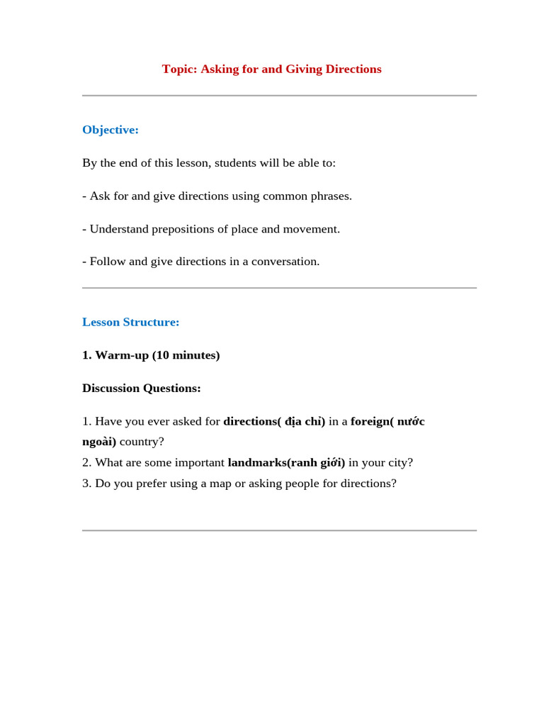 TOPIC 2 Asking For and Giving Directions | PDF