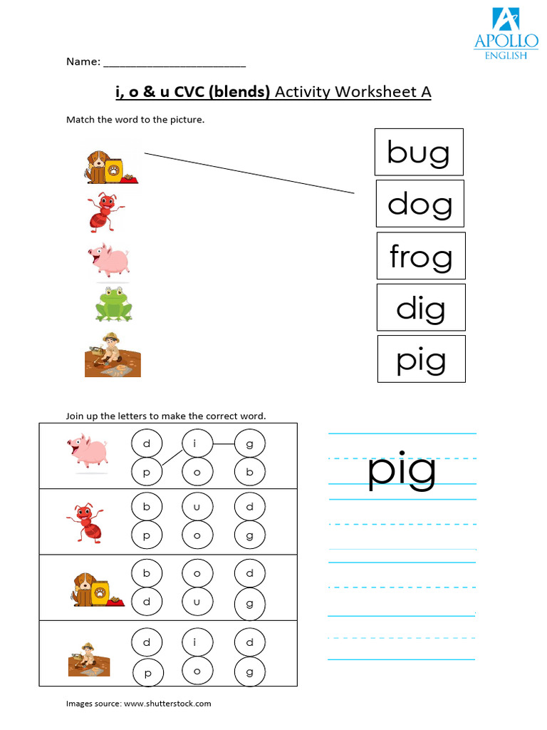 CVC Blends Activity Worksheet | PDF