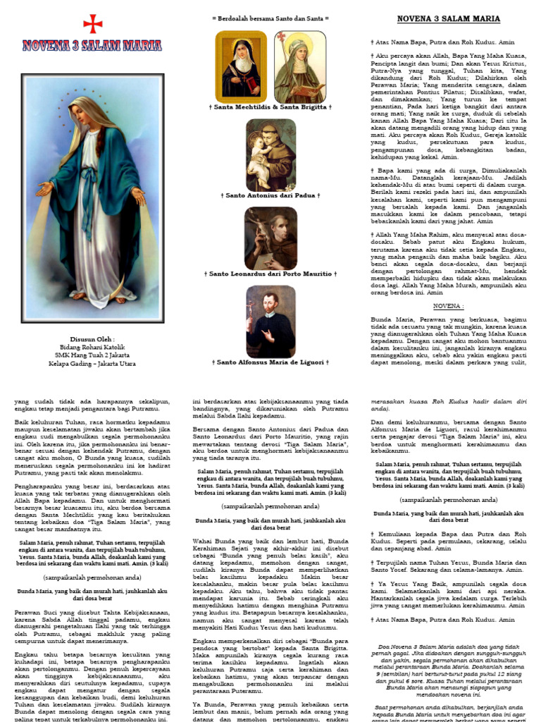 Novena Tiga Salam Maria | PDF