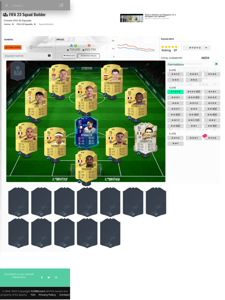 FIFA 23 Squad Builder Tool | PDF