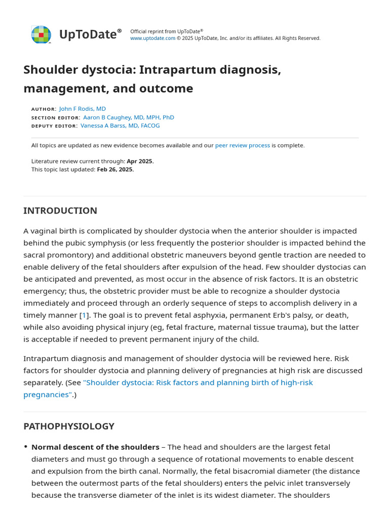 Managing Shoulder Dystocia in Birth | PDF | Childbirth | Pelvis
